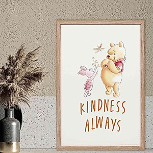 Disney Winnie the Pooh Kindness Always Framed Wood Wall Decor - Large Winnie the Pooh Wall Art for Kids' Bedroom, Nursery or Home Decor