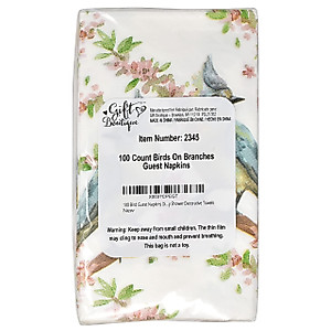 Gift Boutique 100 Bird Guest Napkins Disposable Paper Pack Birds on Branches Hand Napkin for Bathroom Powder Room Wedding Anniversary Holiday Spring Tea Party Bridal Baby Shower Decorative Towels