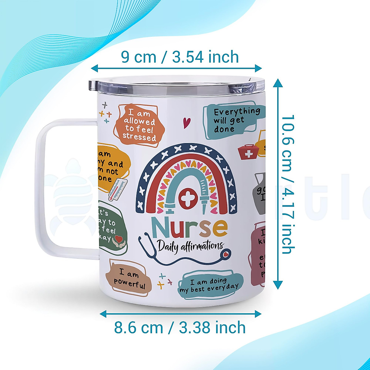 Hyturtle Nurse Daily Affirmation Gifts For Nurses Women Coffee Tumbler Cup Mug Stainless Steel 12oz, Nursing School Gifts, Nurses Week Gifts, Nurse Graduation Gift On Birthday Christmas, Nurse Day