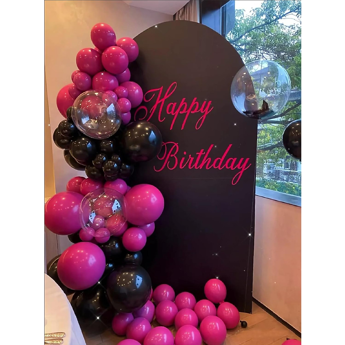 Awenztech 120pcs 5 inch Hot Pink Balloons, small Hot Pink Latex Balloons for Wedding Engagement Bridal Bachelorette Tropical Birthday Party Decorations