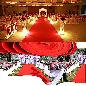 Red Carpet Runner, 3.9ft x 33ft Hollywood Birthday Party Decorations Red Carpet Event Runner for Indoor Or Outdoor Use
