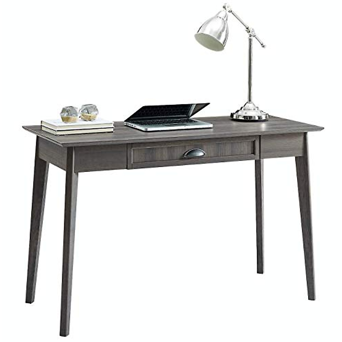 Newport Series Home Office Computer Writing Desk with Fully Extended Drawer | Laptop PC Workstation with USB Hub | Sturdy and Stylish | Easy Assembly| Smoke Oak Wood Look Accent Living Room Furniture