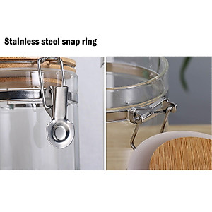 Zrwcvxy Glass Canisters with Bamboo Airtight Lid, 48 oz Clear Glass Food Storage Jars for Sugar, Pasta, Tea, Coffee Beans, Ground Coffee, Nuts, Flour, Cookie Food Storage