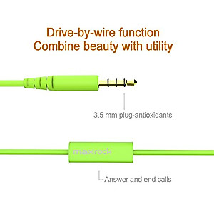 MAXROCK MINi5 Comfort-fit Headphones with Mic Wired Cellphone Earbuds with 3.5mm Jack (Green)