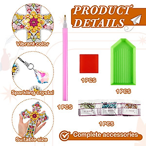 Ireer 6 Pcs Cross 5D Diamond Art Kit for Kids Adult DIY Painting Kit Religious Crystal Cross Diamond Bookmarks for Reading Lover Home Office School Project Read DIY Crafts Gifts, 6 Styles