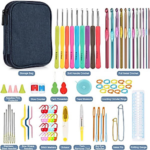 Katech 85-Piece Crochet Hooks Set, Crochet Hook Kit with Storage Case, Ergonomic Knitting Needles Weave Yarn Kits DIY Hand Knitting Craft Art Tool for Beginners and Experienced Crochet Lovers