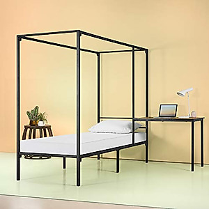 Zinus Kenn Canopy Bed Frame with Desk for students, Twin