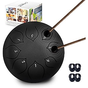 Flagest Steel Tongue Drum 8 Notes 6 Inches, Alloy Steel Drum Set with Bag, Unique Music Book, Percussion Instrument Drums for Early Musical Education Cultivate Concentration Birthday Item