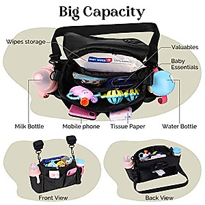 luxury little Stroller Organizer with Cup Holder and Non-Slip Adjustable Straps, Large Capacity Stroller Caddy, Water-Resistant, Fits Stroller like Uppababy, Nuna, Britax, Baby Jogger, BOB