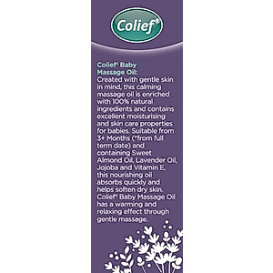 Colief Baby Massage Oil | Soothing Oil For Infants | Made With 100% Natural Ingredients Including Sweet Almond Oil, Lavender Oil, Jojoba & Vitamin E | Suitable For Babies 3+ Months | 3.38 Fl. Oz
