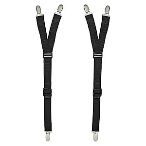 Shirt Stay Plus Shirt Stays for Men Police Military Made in The USA (Y-Style Black, Select Series) (1 Pair of Holder, Tucker, Suspenders, Garters)