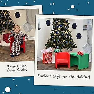 Children's Factory 3-in-1 Cube Chair for Kids, Flexible Seating Classroom Furniture, 1-Pack, Green