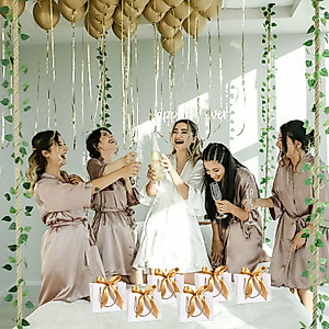 Eaasty 50 Pack Gift Bags with Handles Bulk Wedding Shower Favor Gift Bags White Paper Thank You Gift Bags with Bow Ribbon Wedding Guest Bridesmaid Welcome Gift Bags Birthday Party Favor Bags