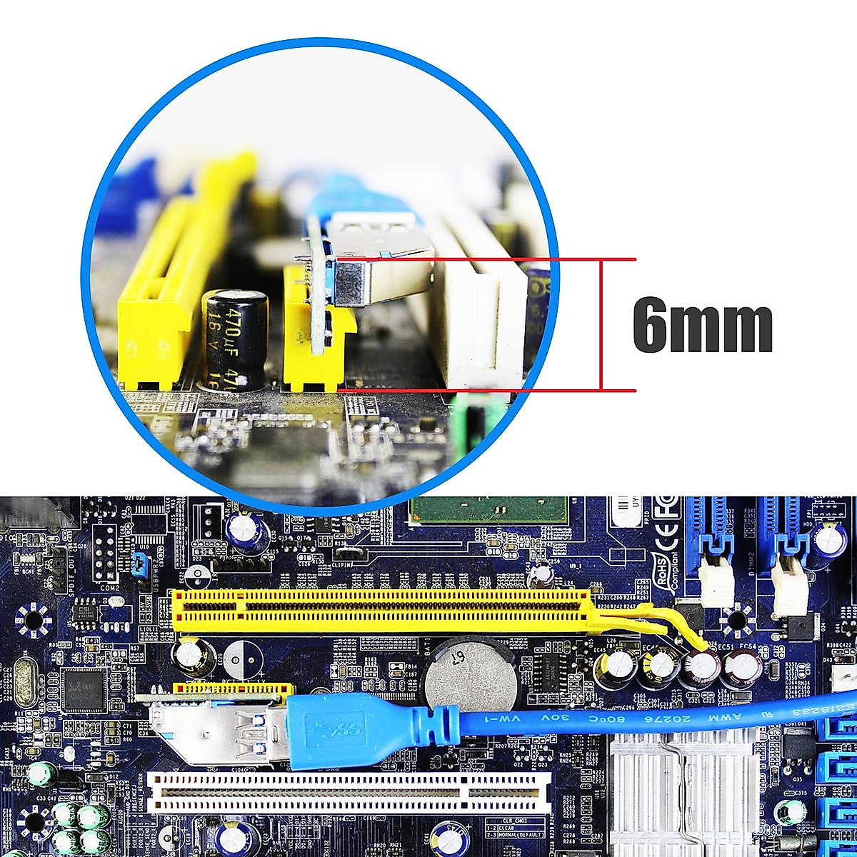 GLOTRENDS UEX101 600mm PCIe 3.0 X1 Riser Cable for PCIe WiFi Card, M.2 PCIe Card, Firewire Card, USB PCIe Card, Sound Card, etc