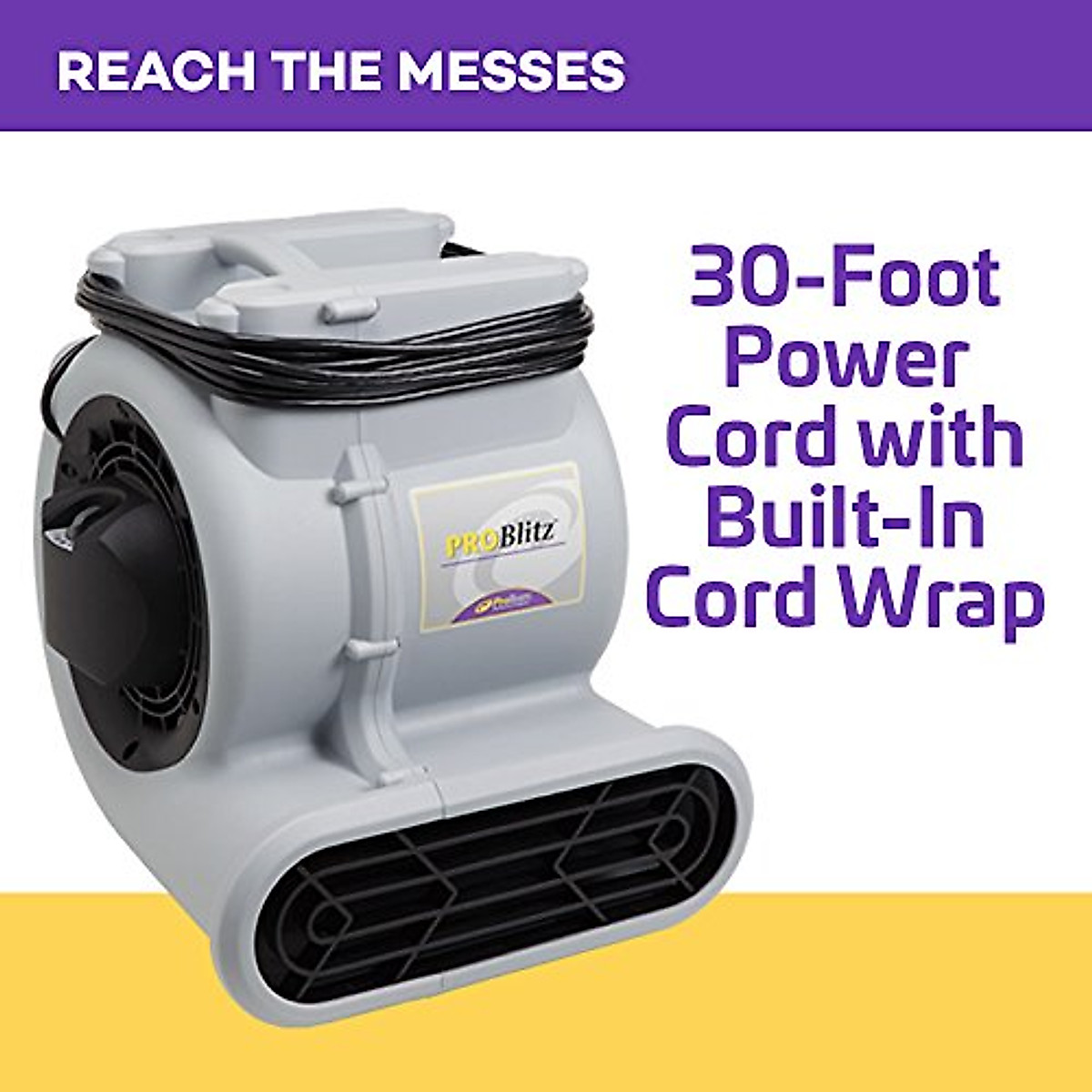 ProTeam 107132 ProBlitz Air Mover Fan, Utility Fan, Carpet Dryer, High Velocity Blower Fan , Grey