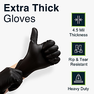 Disposable Black Nitrile Gloves X Small 200 Count - Extra Thick 4.5 Mil - Powder and Latex Free Rubber Gloves - Surgical Medical Exam Gloves - Food Safe Cooking Gloves