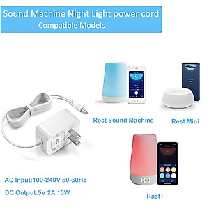 VHBW 5V for Baby Adapter Power Cord for Baby Rest, Rest+ and Rest Mini Sound Machine Night Light Barrel Style Charger Replacemen