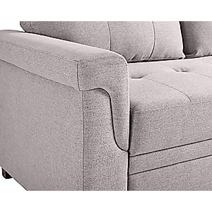 Oadeer Home 86" Reversible Sleeper Sofa with Chaise Storage Sectional, Light Gray