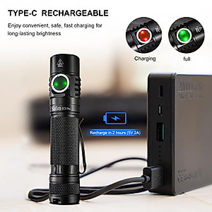 sofirn SC31 Pro Rechargeable EDC Flashlight, Super Bright 2000 Lumens Pocket Flashlight with SST40 6500K LED, Andruril 2 UI, Water Resistant LED Light with Diffuser Magnetic Tail Cap, for Camping