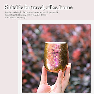 iBasingo & Boundless Voyage 8.79 fl.oz Titanium Coffee Cup Double-Layer Tea Mug Ice Flower Craft Lightweight for Camping Hiking Picnic Drinking Water Tea Wine Beer Fruit Juice (Blue-violet)-Ti3084D