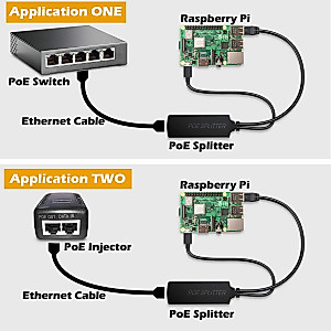 AuviPal 802.3af/at Compliant PoE Splitter (2 Pack), PoE to Micro USB 5V Power and 100Mbps Ethernet Adapter for Raspberry Pi, Fire TV Ethernet Adapter, Chromecast, Wyze Cam v2, Arlo 2 Pro, NanoPi