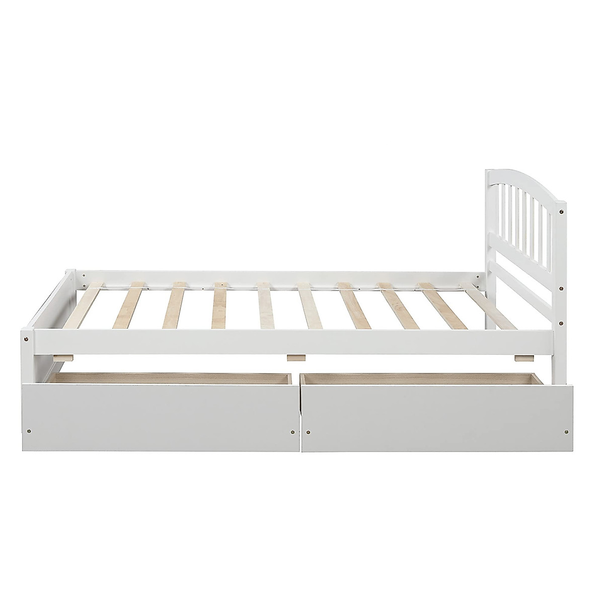 Harper & Bright Designs Twin Bed Frame with Drawers, Wooden, White