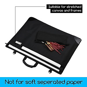 MEEDEN Soft Art Portfolio Bag: 20 X 26 Inch Light Weight Portfolio Canvas Case with Detachable Shoulder Strap -Waterproof 600D Oxford Carrying Storage Case for Canvas, Artwork, Sketching - Black