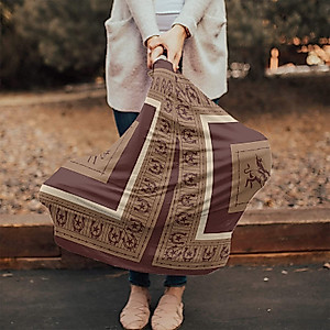 Western Cowboy Baby Car Seat Covers, Nursing Cover Breastfeeding Scarf/Shawl, Infant Carseat Canopy, Stretchy Soft Breathable Multi-use Cover Ups, Horseshoe Pentagram Brown