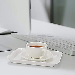 Ubrand i BKGOO Foodservice White Plastic Tray Set of 4 Service Melamine tary for Parties, Coffee Table, Kitchen Size(9"x6.5"x1")