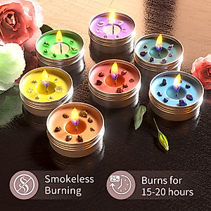 Inspireyes Chakra Candles Set of 7,Meditation Crystal Scented Candles Gift Set for Women, Spiritual Healing Candles for Promotes Positive Energy, Yoga, Cleansing, Manifesting, Relaxation