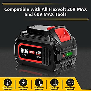 Jialitt DCB606 DCB609 9.6Ah Replacement for Dewalt 20V/60V MAX Battery, Compatible with DewaIt 120V DCB606-2 DCB609 DCB612 DCB205 DCB200 Cordless Power Tools Lithium-Ion Batteries and Chargers