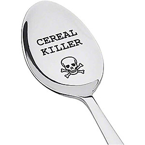 Cereal killer Spoon Gift for Men Women | Funny Spoon Gift for Friends | Cereal Killer - Engraved Spoon Gift for Dad Mom | Birthday Thanksgiving Day Christmas Gifts | Gift for Cereal Lovers - 7 Inches
