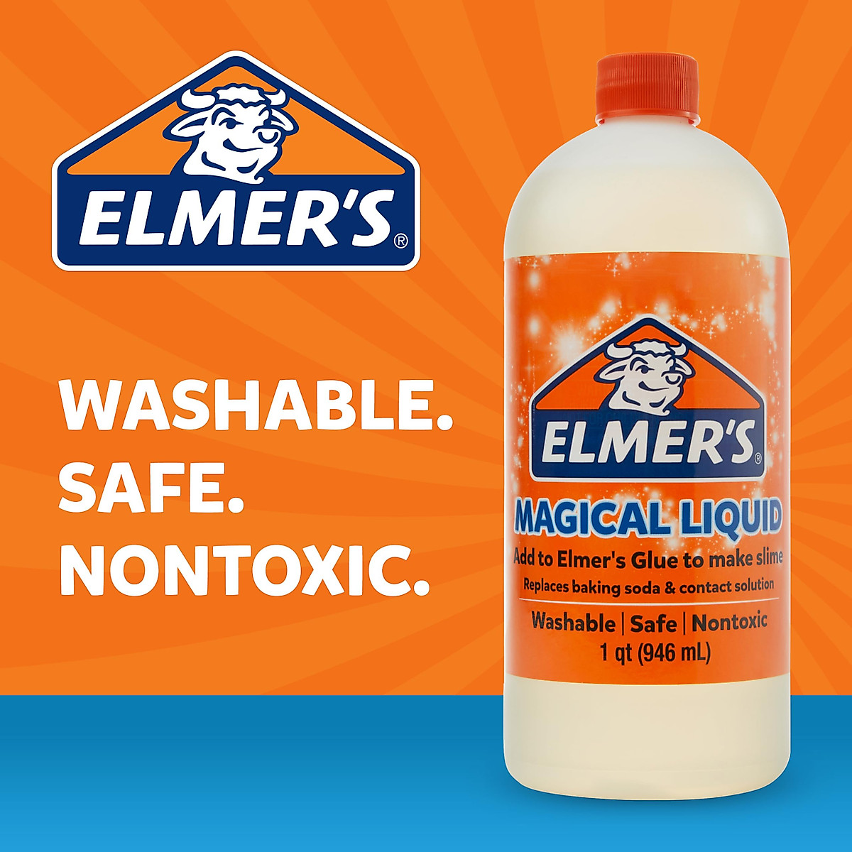 Elmer's Slime Activator Magical Liquid Slime Activator Solution, Updated Formula for Twice as Much Slime, (1 Quart)