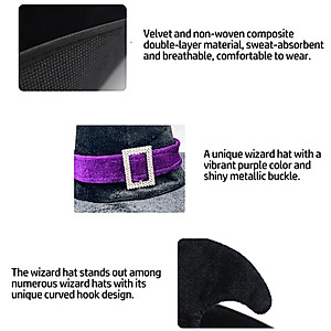 Seasons Stars SSDecor Halloween Velvet Witch Hat Purple - Unique Wizard Hat with Vibrant Color and Metallic Buckle - Halloween Costume Accessory for Women and Girls