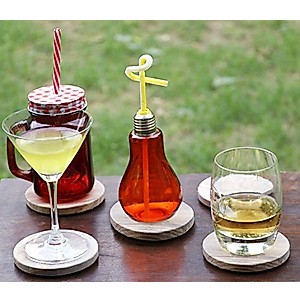 GoCraft Sandstone Absorbent Round Coasters | Natural Yellow Sandstone Coasters for Drinks, Beverages & Wine/Bar Glasses (Set of 4)