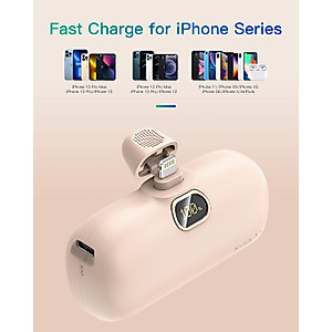 Kuulaa Small Portable Charger iPhone with Built-in Lightning Cable & Mini USB C Power Bank Fast Chargingfor Samsung