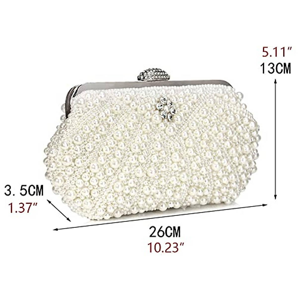 Crystal Floral Pearl Purses for Women Pearl Bag Tote Bag Beaded bag Bridal Purse Evening Party Bag with Chain Wedding Ivory