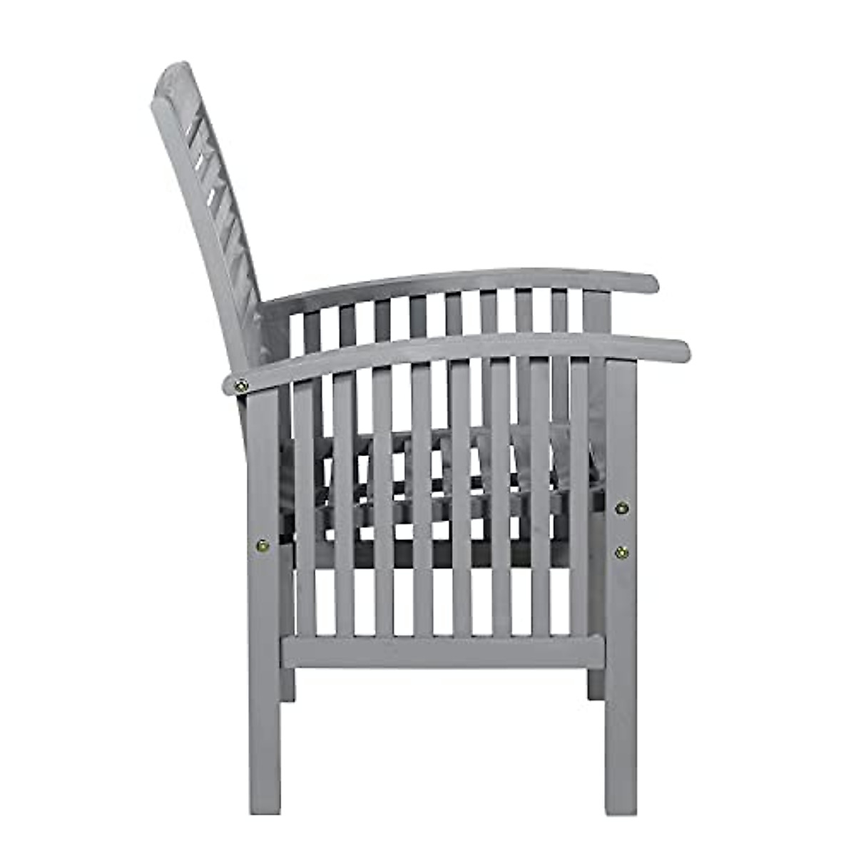 Walker Edison Rendezvous Modern 2 Piece Solid Acacia Wood Slat Back Outdoor Dining Chairs, Set of 2, Grey Wash