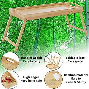 RichFire Bed Tray with Handles and Foldable Legs, Bamboo Bed Table Bed Desk, Breakfast in Bed Tray for Laptop Notebook Computer
