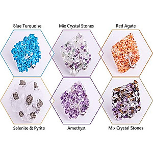 6Pcs Natural Crystals Stone Adhesive Sticky Wall Hooks Creative Hook for Bathroom Kitchen Girls Room, Hanging Scarves/Bags/Towels/Keys Square 2"