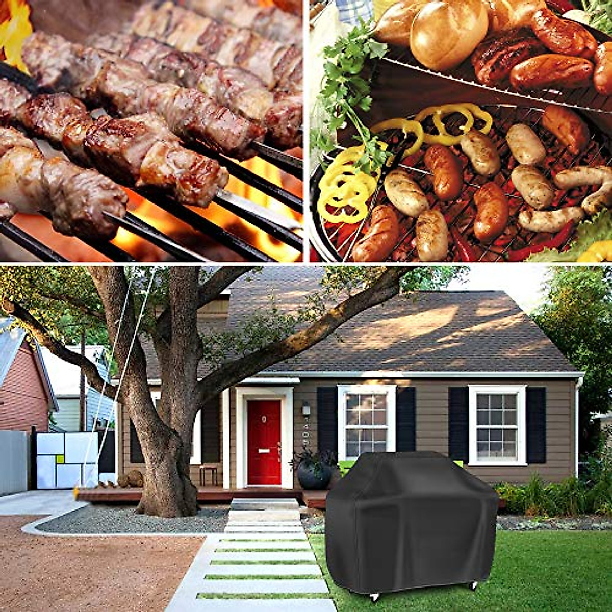 Grill Cover 58-inch, Waterproof Gas Grill Cover, Outdoor BBQ Cover for Weber Char-Broil Brinkmann, Fade & UV-Resistant, Weather-Resistant