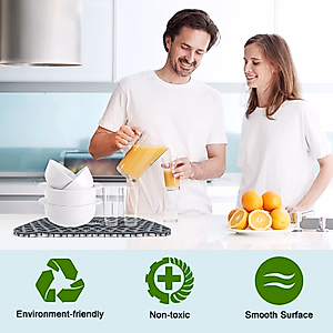 SAMSIER Sink Protectors for Kitchen Sink 13x11&16x12&19x14&22x13&24x13&26x14&28x14&30x16, Large Silicone Sink Mats Grid for Bottom of Farmhouse Stainless Steel Porcelain Sink (19”x13”, Center Drain)