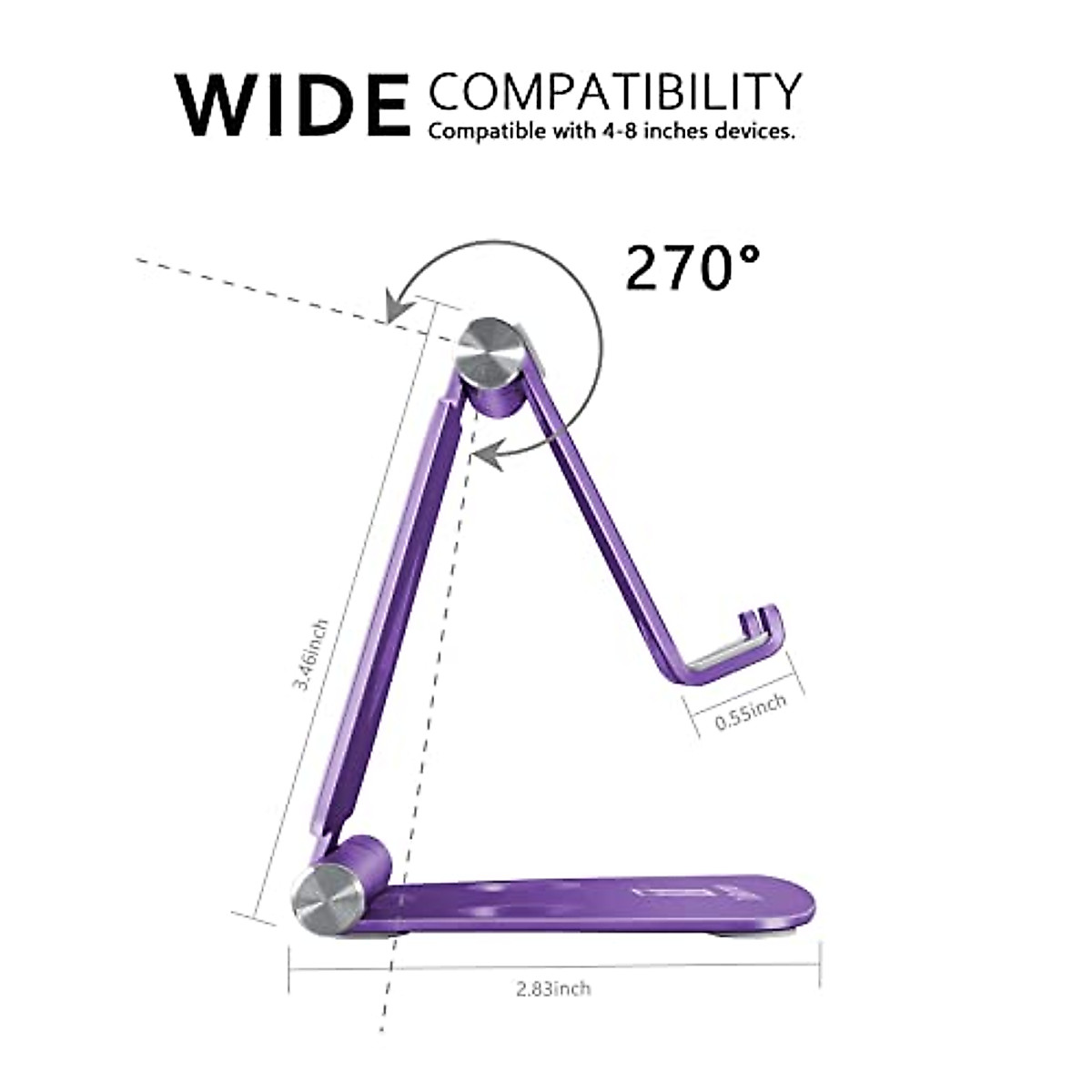 Tobeoneer Adjustable Cell Phone Stand Phone Holder for Desk, Portable Small Size Desktop Dock for iPhone 13 12 11 XR XS X 8 7 6 Plus Samsung Google, Office Home Décor (Purple)