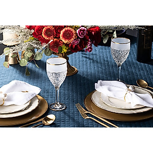 Barski Goblet - Wine Glass - Water Glass - Crystal - Set of 6 Stemmed Glasses - Glass is designed With with Frosted Border and Gold Rim - 11 oz Made in Europe -
