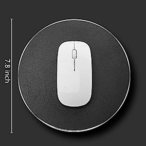 DSKKWS Metal Aluminum Mouse Pad, Office Thin Hard Mouse Mat Leather Surface Double Side Precision Silver and Black Mouse Pads for Fast and Accurate Control(Round)