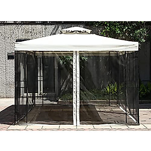 Yangming Gazebo 10X10 ft Outdoor Gazebos Clearance with Outside Mosquito Netting for Patio Deck Backyard Garden, Beige and Black