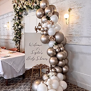 Champagne Gold and White Balloons, 60Pcs Beige White Sand Metallic Gold Pearl White Balloons for Girls, Neutral Ivory White Gold Balloons for Women Birthday Boho Wedding Engagement Party Decorations