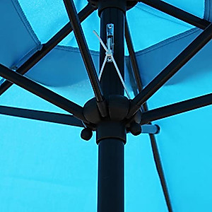 Blissun 7.5 ft Patio Umbrella, Yard Umbrella Push Button Tilt Crank (Light Blue)