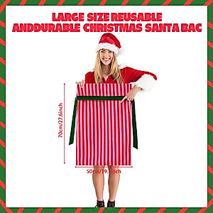 DYSHAYEN Santa Sack Christmas Bag,Extra Large Size 27"x19.5"Canvas Heavy Duty Personalize Gift Bag for Kids,Party Decoration (Stripe)