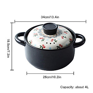 MYYINGBIN Ceramics Casserole with Lid Handles, Tagine Cooking Pot High Temperature Pots and Pan, Housewarming Gift, F